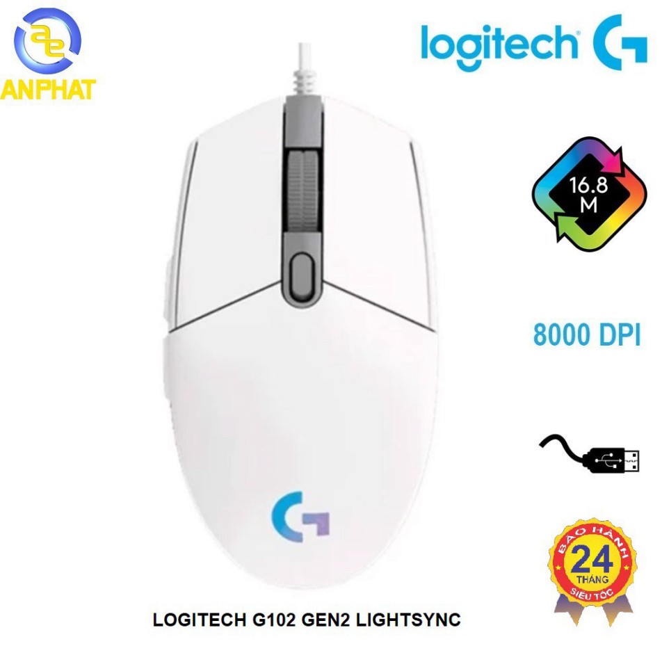 Chuột game Logitech G102 gen 2 Lightsync LED RGB - Chính hãng BH 24 tháng | Shopee Việt Nam
