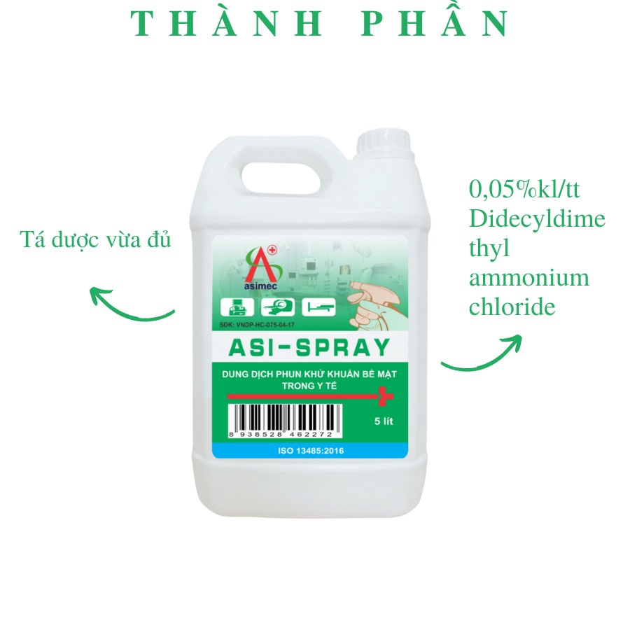 Dung dịch khử khuẩn bề mặt dùng trong y tế ASI SPRAY can 5 lít ( ASI ...