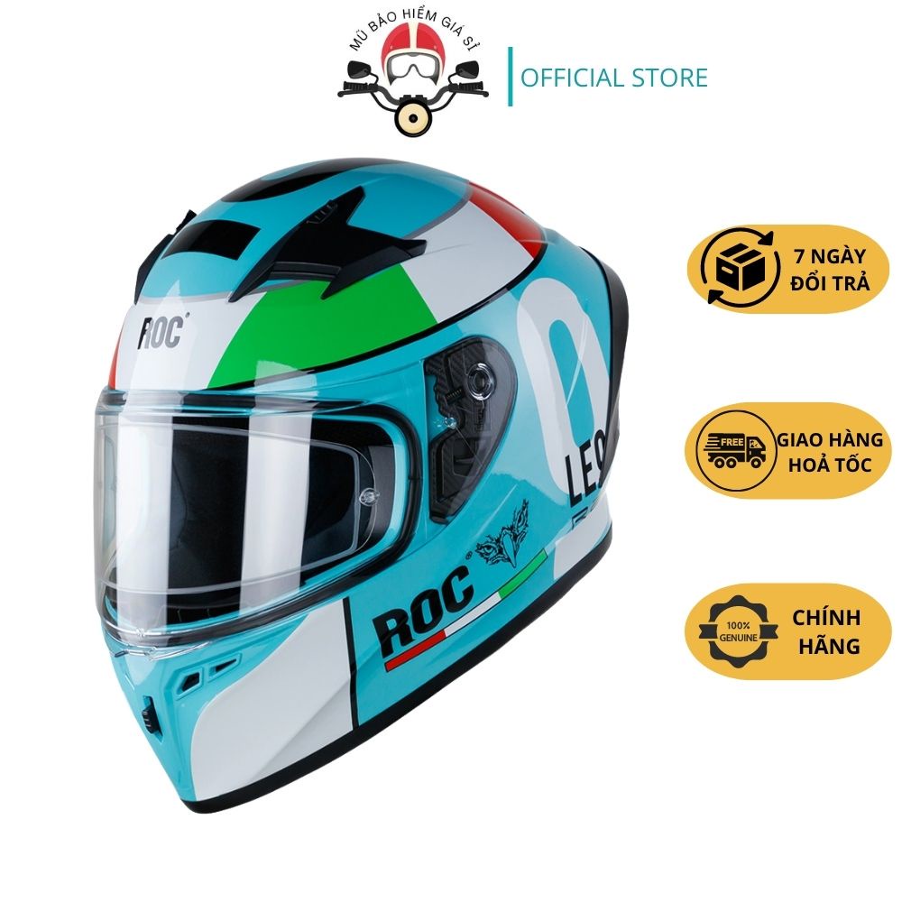 Mũ Bảo Hiểm Fullface ROC - R01 - R03 Trơn - Tem - (Bảo Hành 24 Tháng) | Shopee Việt Nam