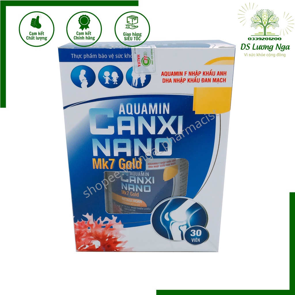 Viên uống AQUAMIN CANXI NANO MK7 GOLD bổ sung calci giúp chắc khỏe xương - 30v/Hộp | Shopee Việt Nam