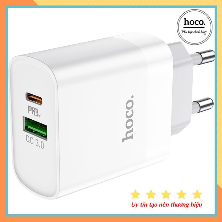 Cốc Sạc 2 Cổng Hoco C80A USB QC3.0 Và Type-C PD20W (Trắng) - Hãng Chính Hãng - Bảo Hành 12 Tháng ...