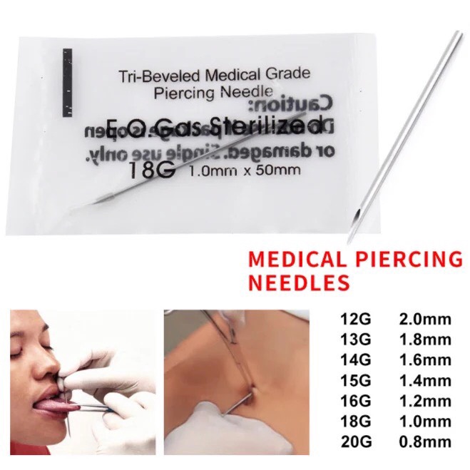 Kim xỏ khuyên, kim xỏ tai mũi môi mày 20G-18G-17G-16G-15G-14G-13G-12G ...