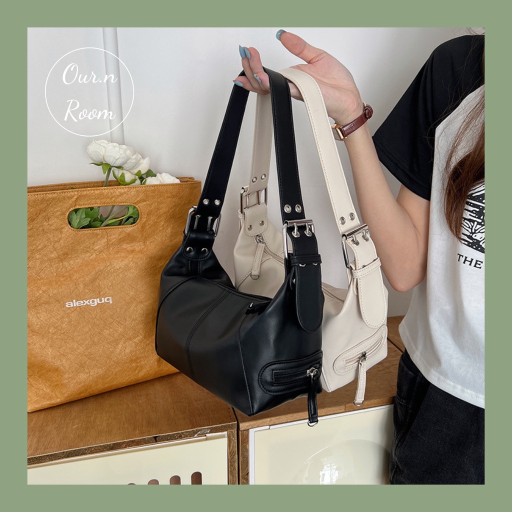 Túi kẹp nách da mềm ngăn rộng dây cài đôi ba nấc phong cách Hàn Quốc ...