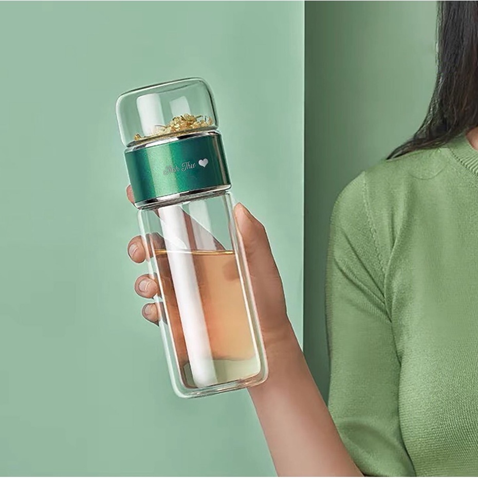 Bình pha trà thuỷ tinh 2 lớp cao cấp có lõi lọc chịu nhiệt cao từ -20 đến 140 độ C dung tích ...