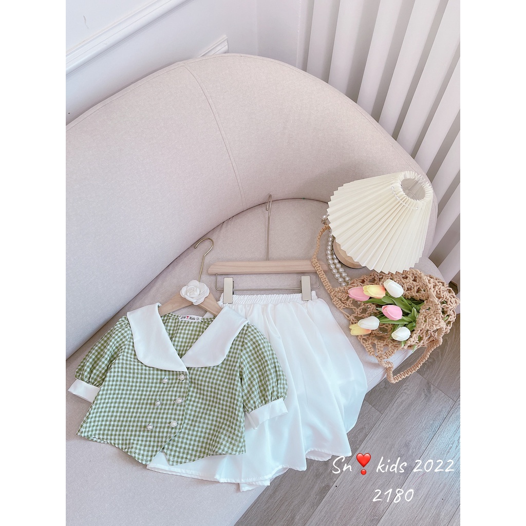 Set áo kẻ 6 cúc cv trắng bé gái (10-30kg) | Shopee Việt Nam