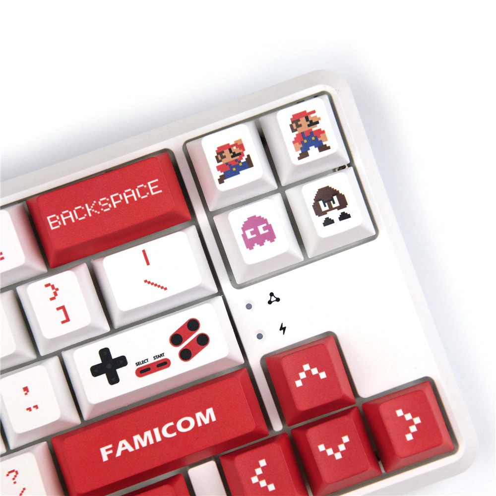 Keycap Mario Famicom 129 nút phím chất liệu thick PBT, Cherry profile ...
