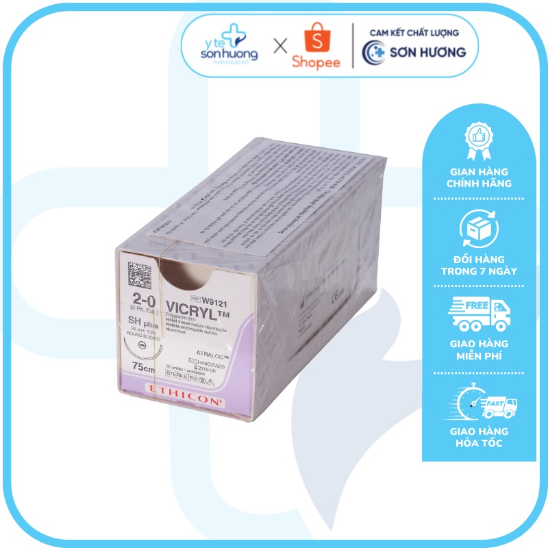 Chỉ phẫu thuật Vicryl 2/0 dài 75cm kim 26mm W9121,Chỉ phẫu thuật tự ...