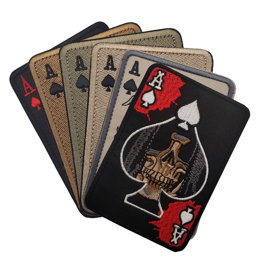 ACE OF SPADES DEATH SKULL POKER CARD USA ARMY TACTICAL PATCH | Shopee ...
