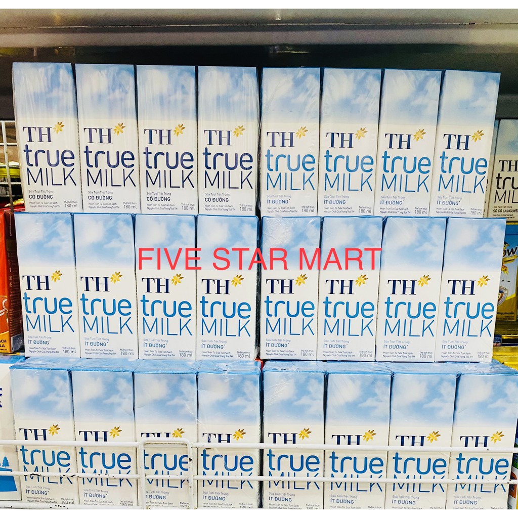 Sữa TH true milk ít đường 180Ml(48 hộp) | Shopee Việt Nam