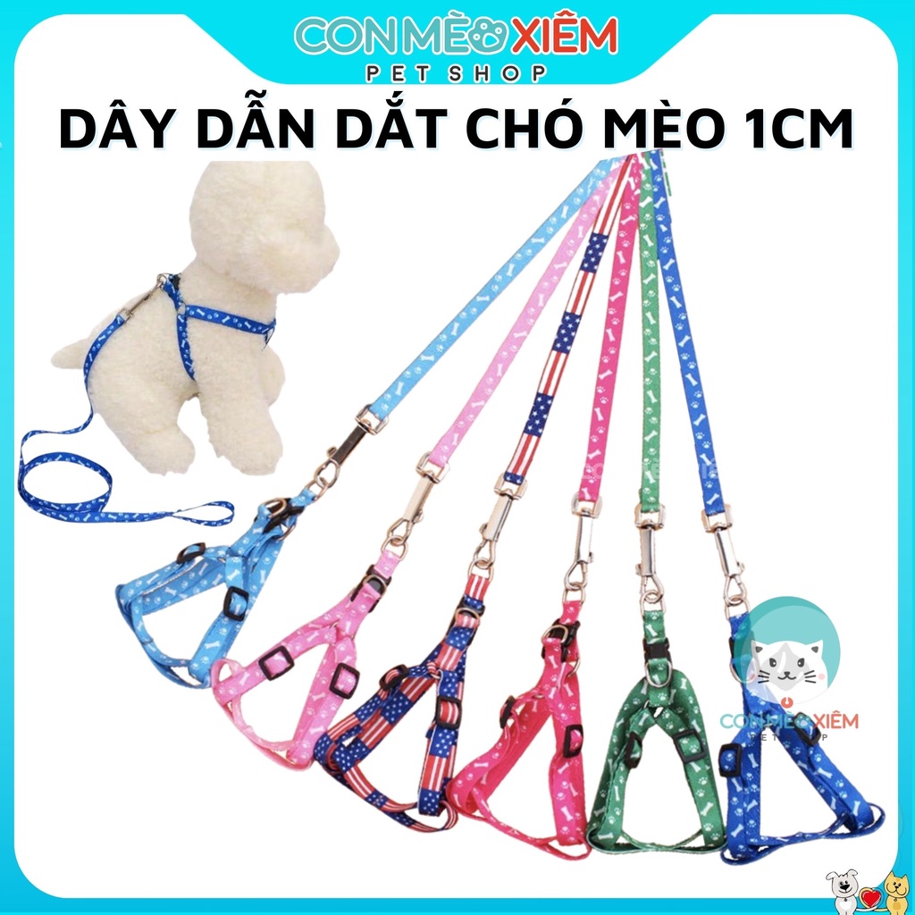 Set dây xích ngực chó mèo thú cưng chống trầy cổ 1cm, phụ kiện cho thú ...