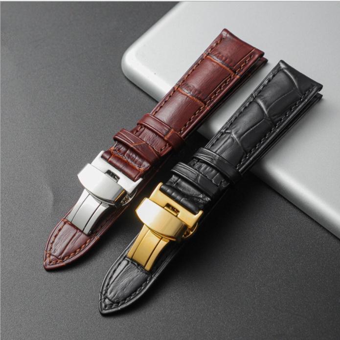 Dây đồng hồ da bò nam nữ khóa bướm 12mm 14mm 16mm 18mm 20mm 22mm 24mm cho casio orient seiko 5 ...