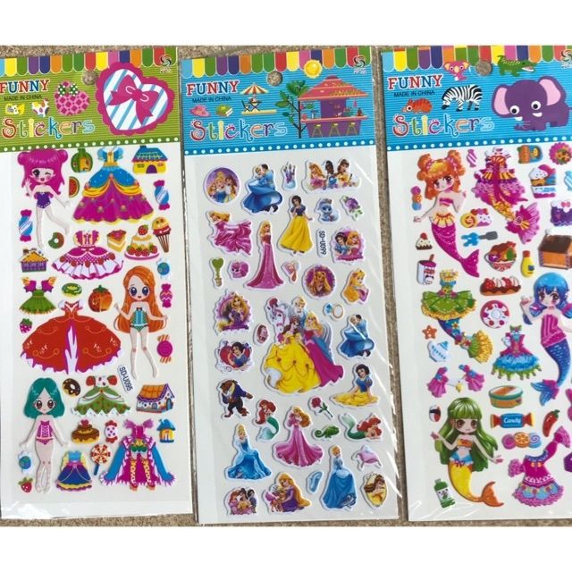 Sticker dán nổi hình cô gái combo 10 tranh dán ngắn | Shopee Việt Nam