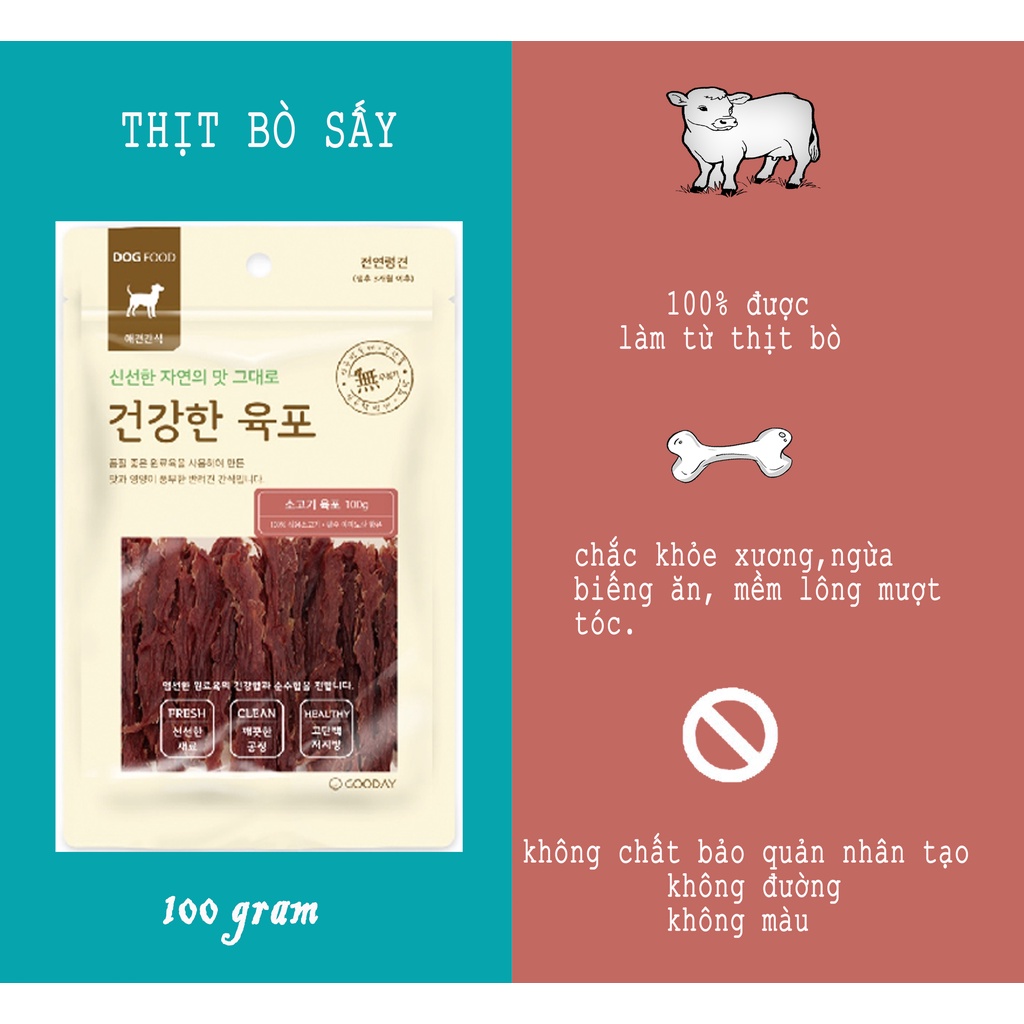 BÁNH THƯỞNG CHO CHÓ - Bò Sấy - Health Jerky Beef - Made in Korea - 100g ...