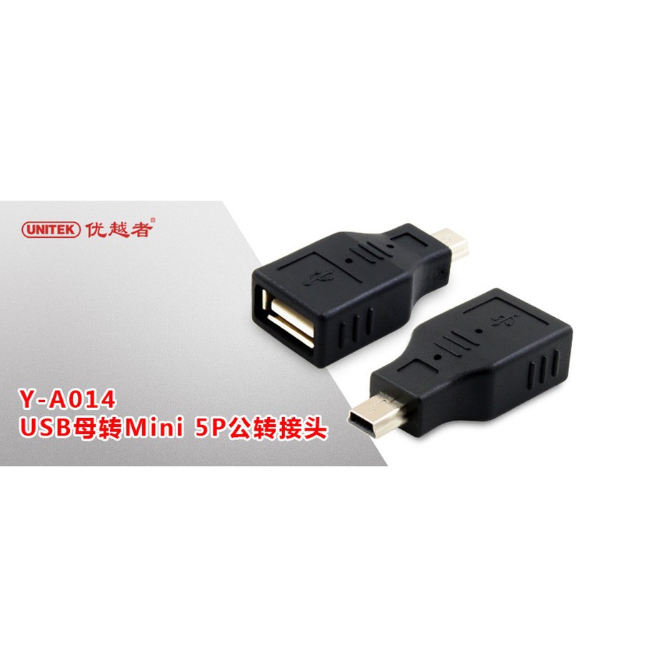 Đầu đổi USB-> Mini 5P (2.0) Unitek (YA 014) | Shopee Việt Nam