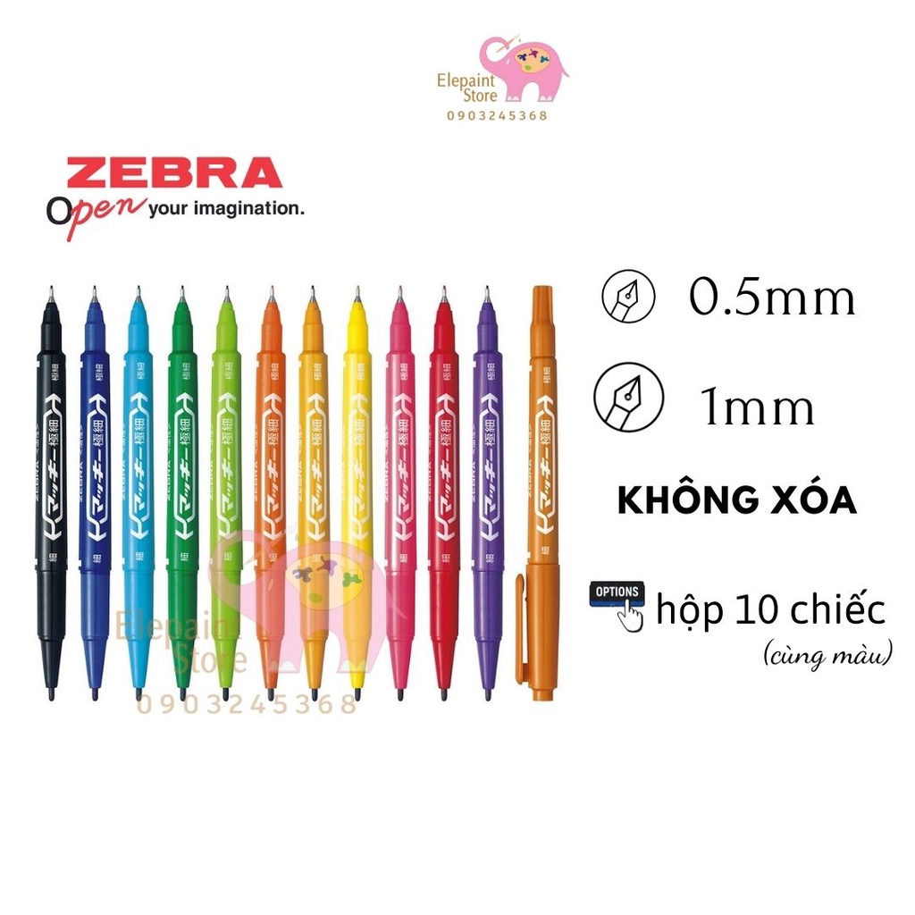 Hộp 10 bút lông dầu Zebra Nhật Bản chính hãng | Shopee Việt Nam