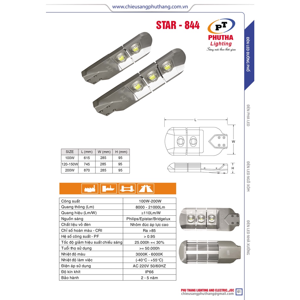 Đèn Led STAR 844 80-100w- Đèn chiếu sáng đường phố khu đô thị đường quốc lộ cao tốc | Shopee ...
