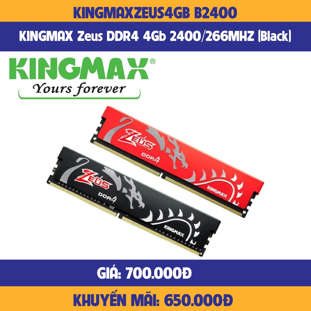 RAM KINGMAX Zeus DDR4 4Gb 2400/266MHZ (Black)-hàng chính hãng | Shopee ...