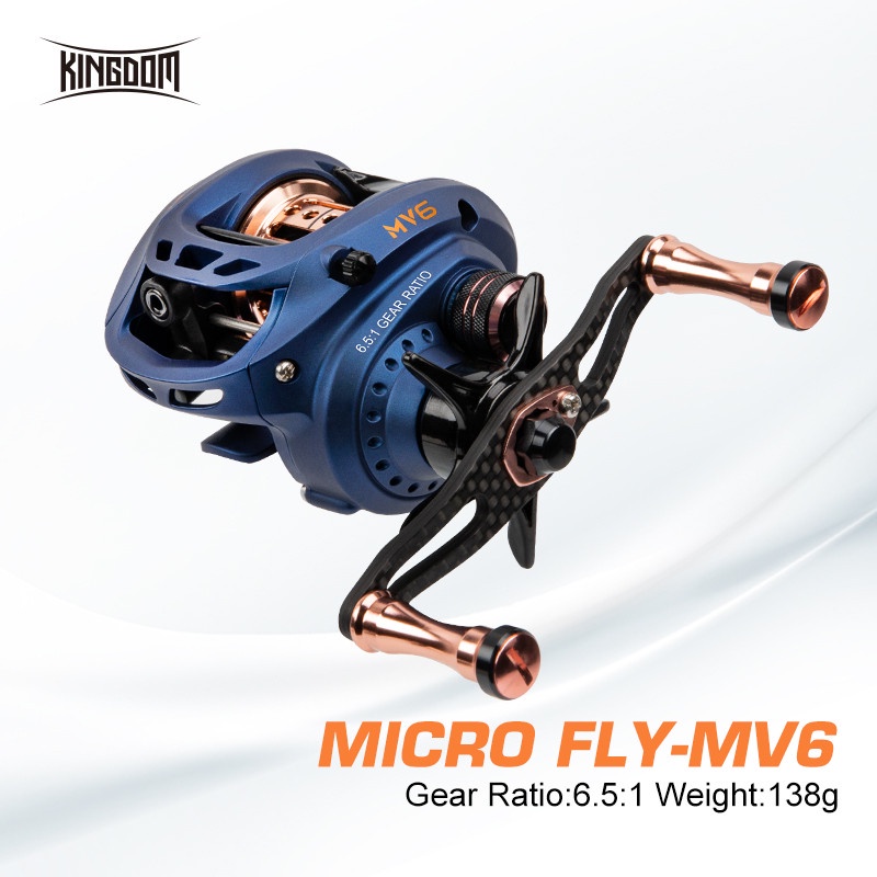 Máy câu ngang Guồng Câu Cá Kingdom MICRO FLY MV6 2021 6.5:1 138g Vòng Bi 6+1 Chất Lượng Cao ...