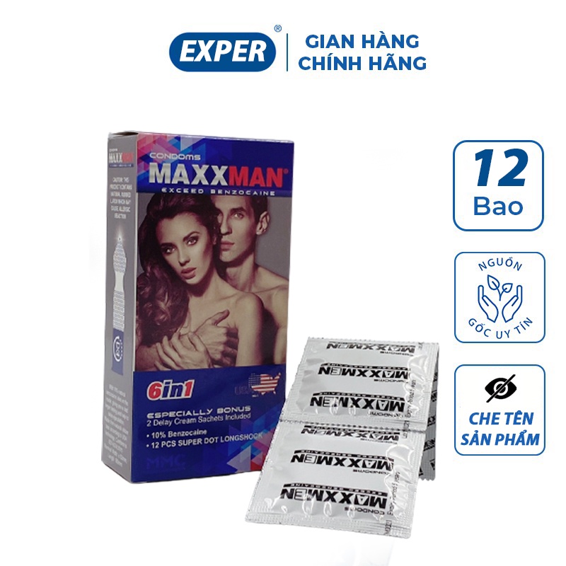 Bao cao su 6 in1 MAXXMEN, bao cao su gai gân siêu mỏng kéo dài thời gian quan hệ | Shopee Việt Nam