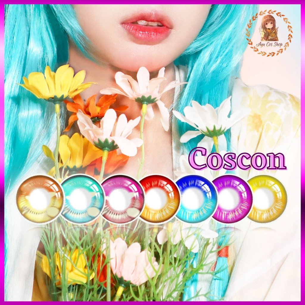 [Có sẵn] Kính áp tròng lens coscon cosplay vàng xanh dương đỏ xanh lá ...