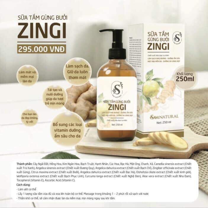 [SAM NATURAL] Sữa Tắm Gừng Bưởi Zingi 250ml | Shopee Việt Nam
