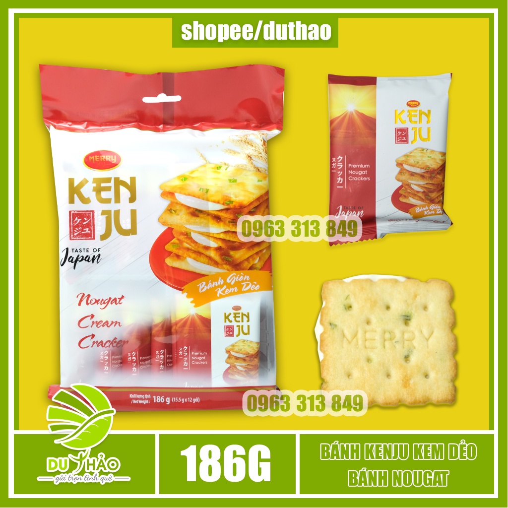 Bánh kenju kem dẻo túi 186g (12 gói x15.5g), bánh Richy ăn sáng, bánh nougat hành | Shopee Việt Nam