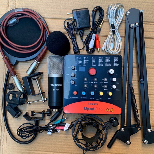 Combo Chọn Bộ Hát Thu Âm Livestream Micro Takstar PC K500 và sound card ICON UPOD PRO chân kẹp ...