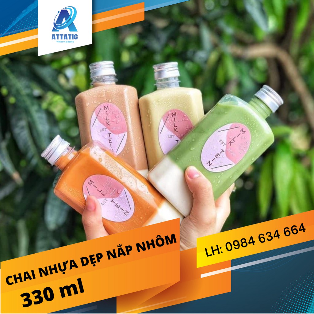Combo Chai Nhựa Dẹp 330ml + Ống Hút - Chai Nhựa Trà Sữa - Chai Nhựa PET ...