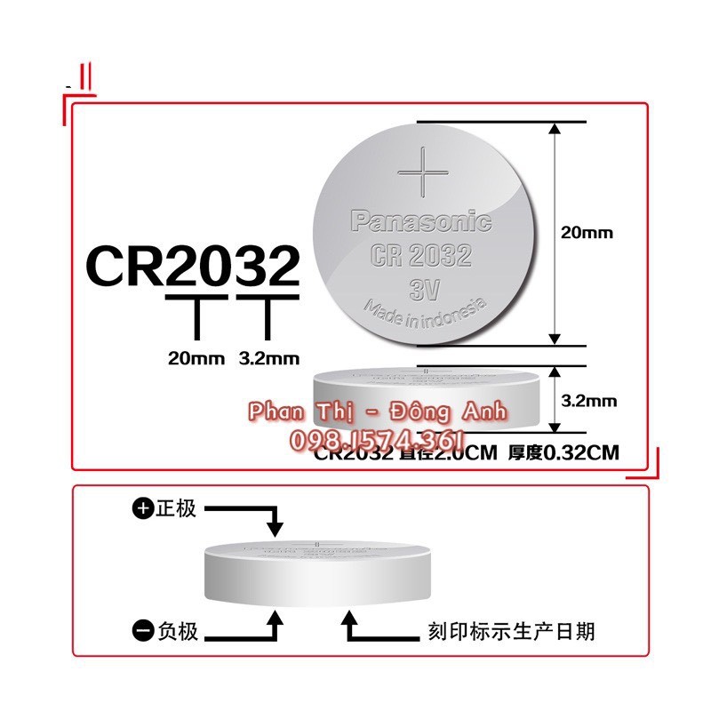 Pin Panasonic CR1632 / CR2032 CR2025, pin cảm biến áp suất lốp, chìa ...