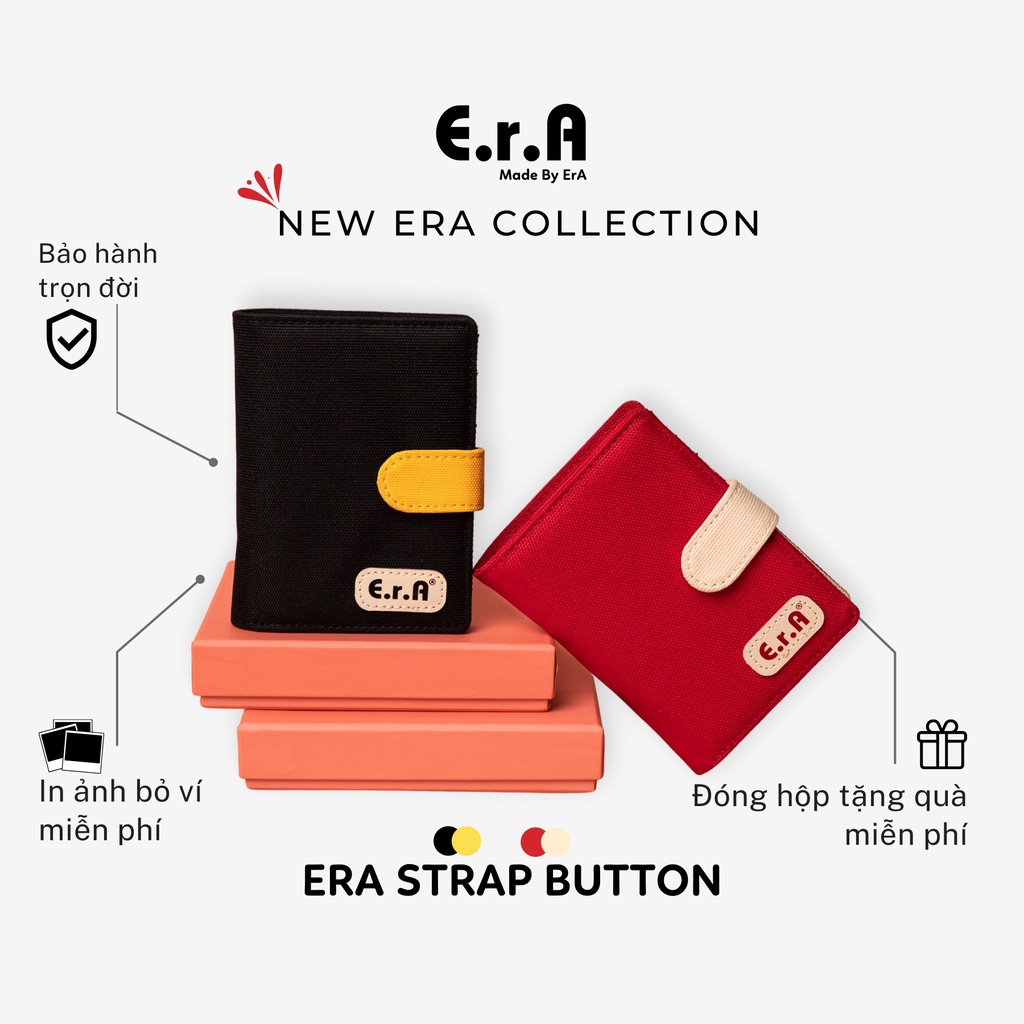 [Full Box] Ví Vải Nữ Nam Cầm Tay Đứng ErA Strap Button - Bóp Vải Canvas ...