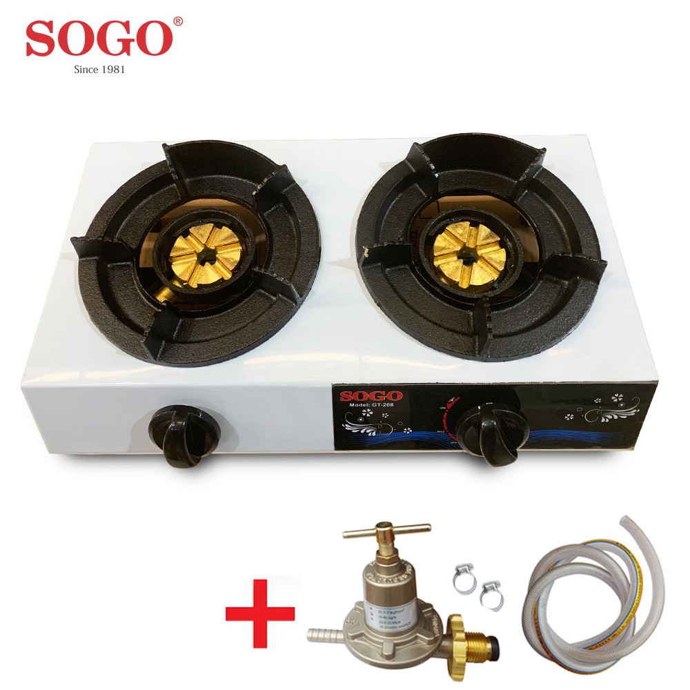 COMBO Bếp Khè Gas 2 Lò Bán Công Nghiệp SOGO GT-208S2 + Bộ van vao áp ...