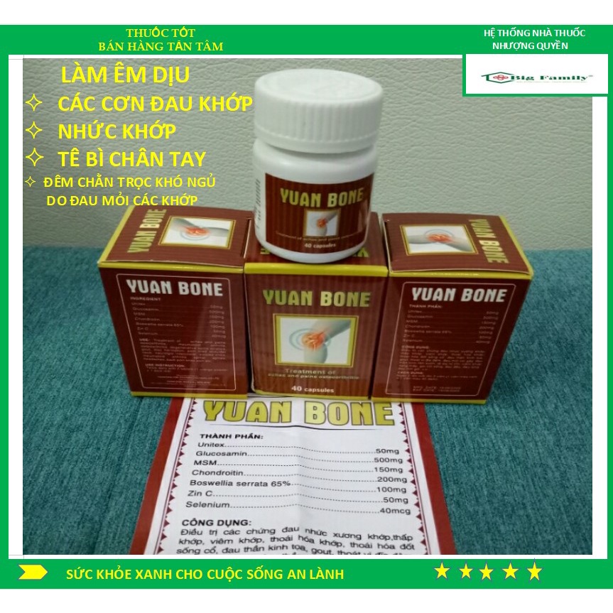Đặc điểm và công dụng của thuốc xương khớp yuan bone bạn cần biết