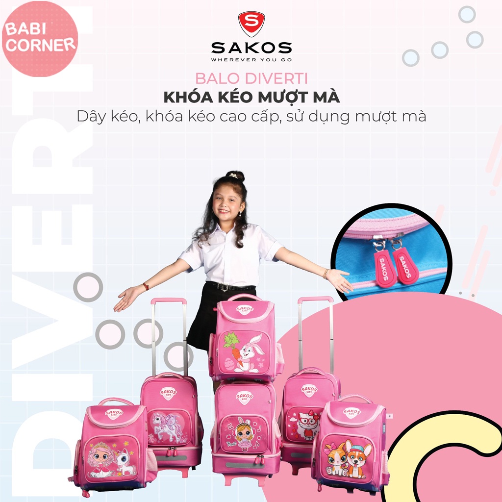 Balo Chống Gù Cho Học Sinh Cấp 1 SAKOS Kid Diverti Siêu Nhẹ, Bảo Vệ Cột ...