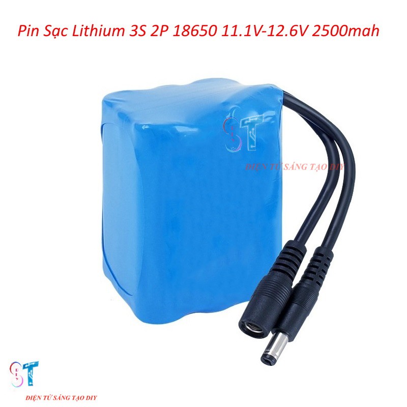 Pin Sạc Lithium 12V 3S 2P 18650 11.1V-12.6V 2500mah Kèm Nguồn Sạc ...