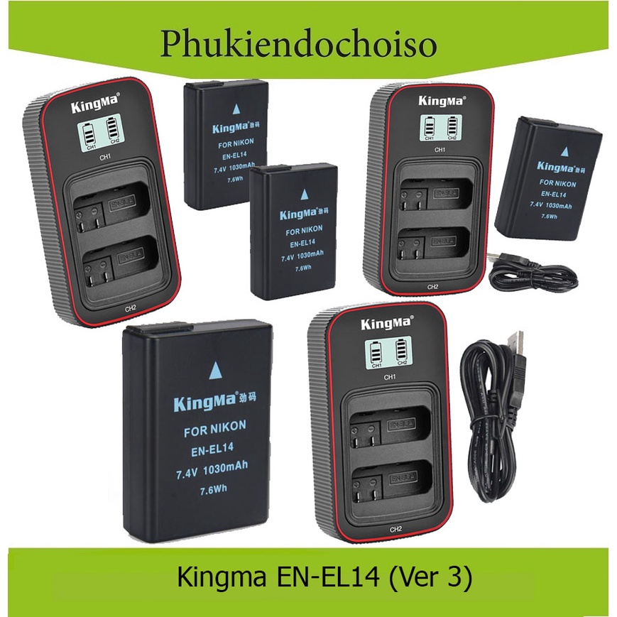 Pin sạc Ver 3 Kingma cho Nikon EN-EL14 (Sạc nhanh - Cổng Type C ...