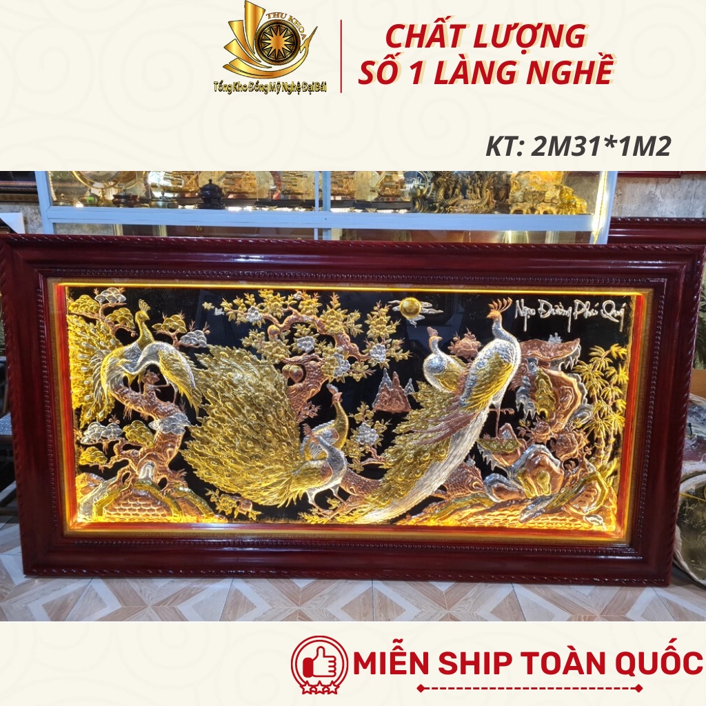 Tranh Đồng Ngọc Đường Phú Quý 2m31*1m27 Dát V.àng 24k Khung Gỗ Sồi Nga Tranh Đồng Treo Tường Đồ ...