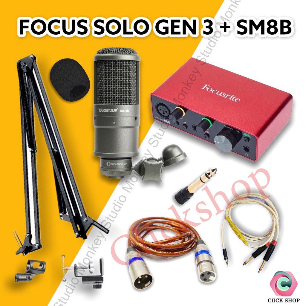 Chọn Bộ Combo Mic Thu Âm Hát Livestream Focusrite Solo Gen 3 & Mic TAKSTAR SM8B ⚡BH 1 NĂM⚡ Thu ...