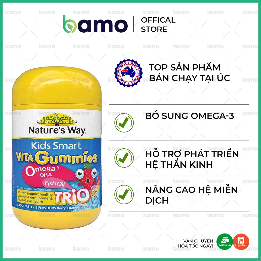 {Cam Kết Hàng Chính Hãng} Kẹo Dẻo Nature's Way Kids Smart Omega-3 DHA ...