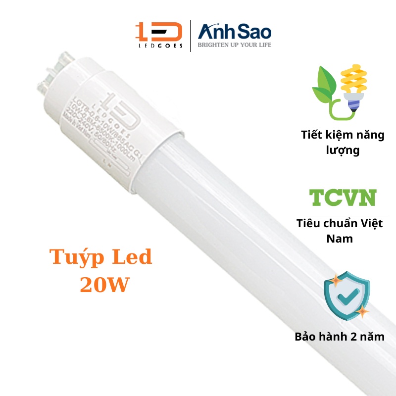 Bóng đèn Tuyp Led 1m2 20W LEDGOES Ánh sáng trắng, siêu sáng, tiết kiệm ...