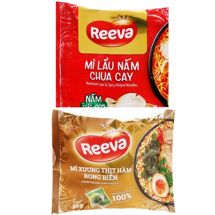 1 Gói Mì Reeva Lẫu Nấm Chua Cay/Xương Thịt Hầm Rong Biển 85g | Shopee ...
