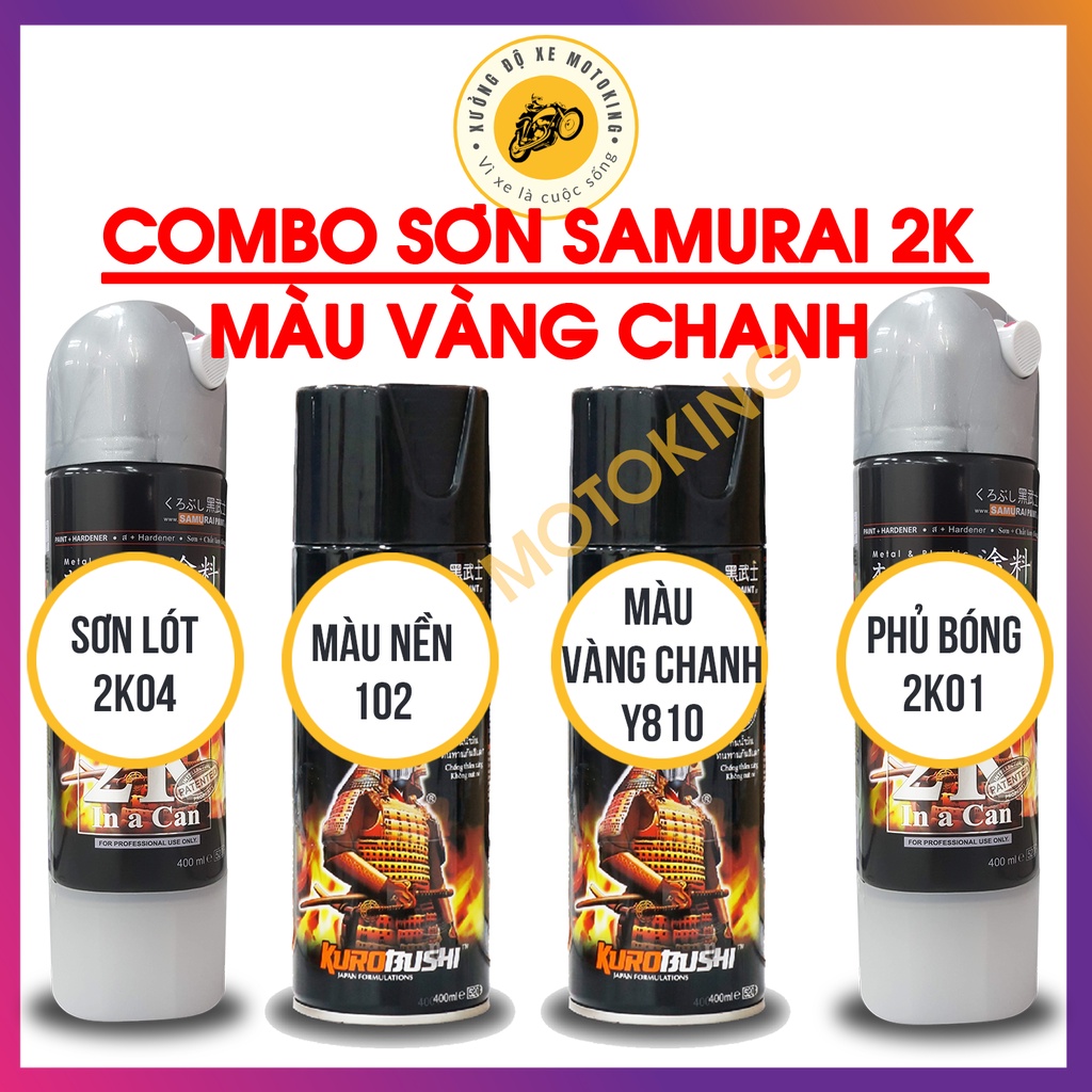 Combo Sơn Samurai màu vàng chanh Y810 loại 2K chuẩn quy trình độ bền 5 ...