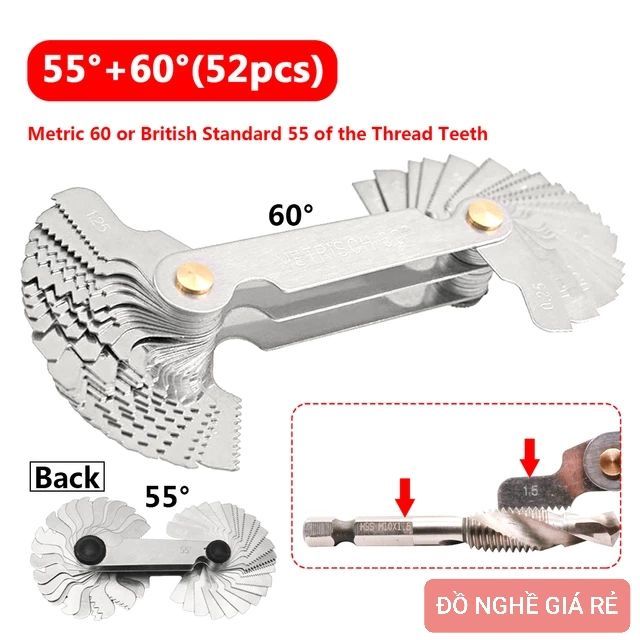 Dưỡng đo ren 52 lá - Thước đo taro ren dụng cụ đo bước răng mũi taro ...