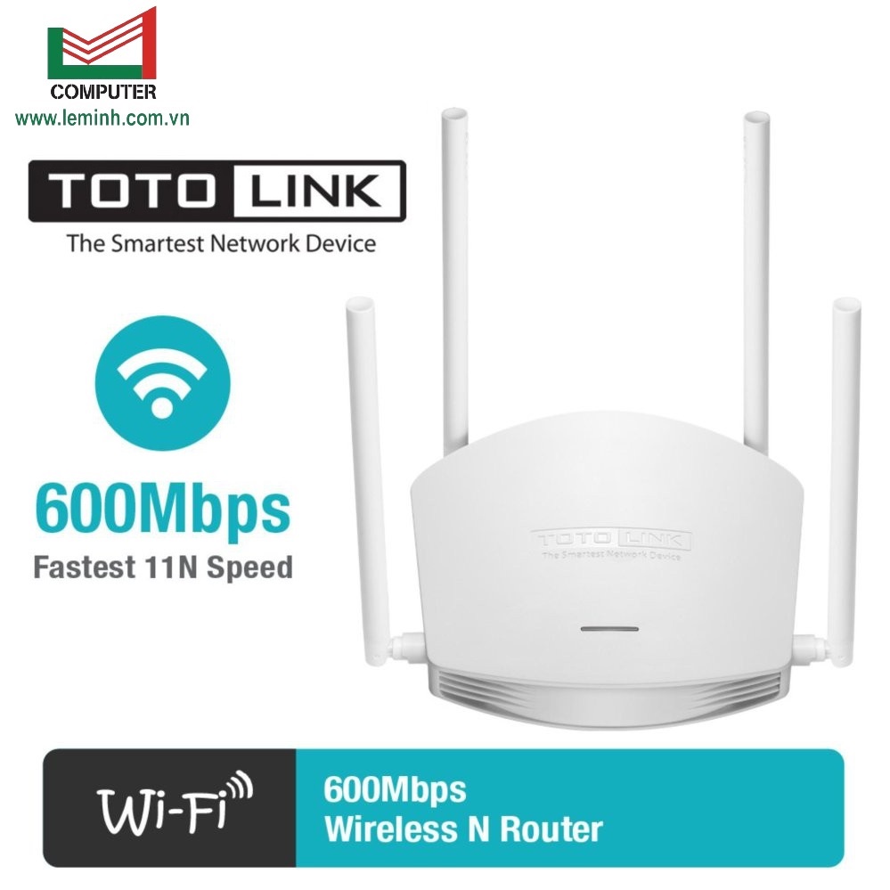 Bộ Phát Wifi TOTOLINK N600R Chính hãng (4 anten, 600Mbps, Repeater, 4 LAN) Router WiFi Băng tần ...