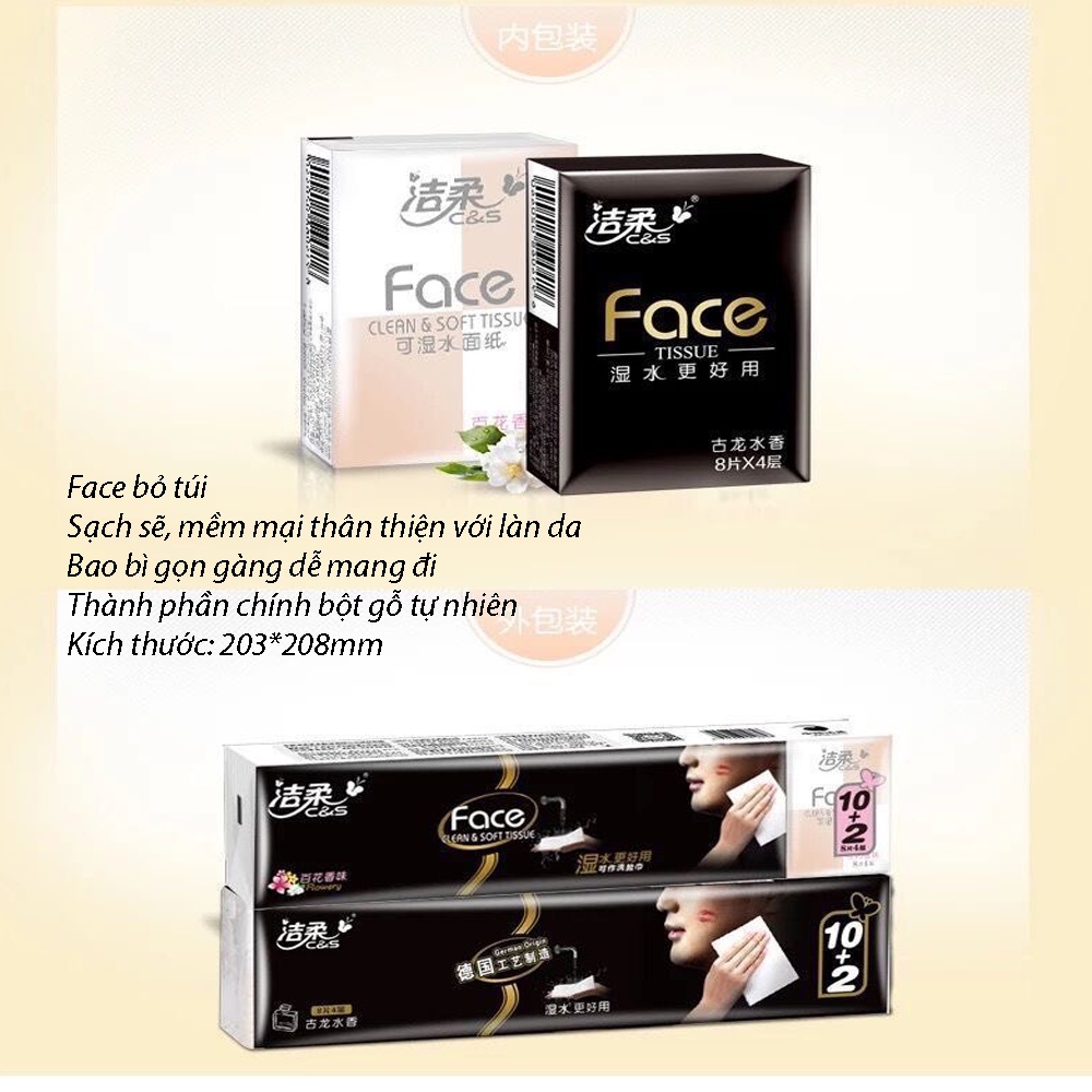 Khăn giấy bỏ túi, giấy ăn khô Face đen- 60 gói*8 tờ*4 lớp | Shopee Việt Nam