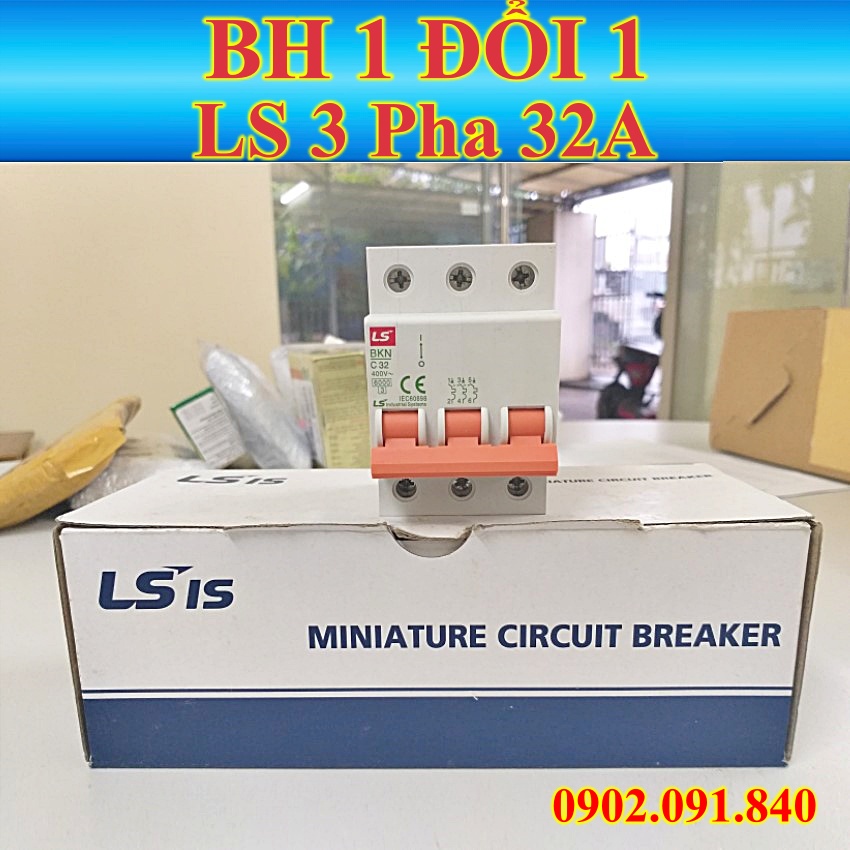 Aptomat 3 pha LS, attomat LS MCB BKN 3P 16A, 20A, 25A, 40A, 32A, cầu dao tự động, áp tô mát ...