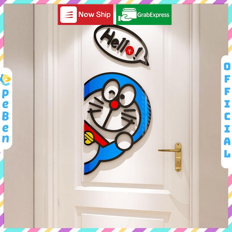 Tranh mica EPeBen dán tường nổi 3d hình hello Doremon Doraemon Dán Cửa ...