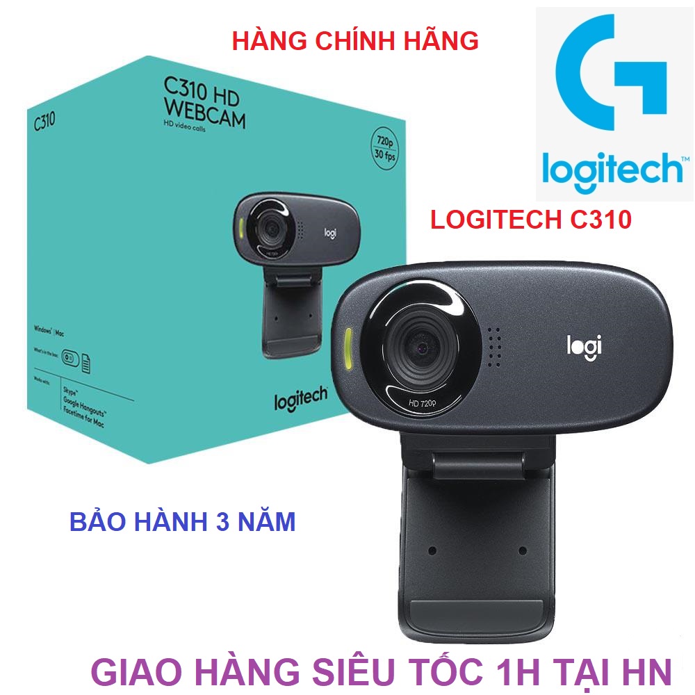 Webcam Logitech C310 720p HD (Góc cam 60o, Mic Giảm Ồn, Tự Chỉnh Sáng, Chụp Ảnh 5MB) - Hàng ...