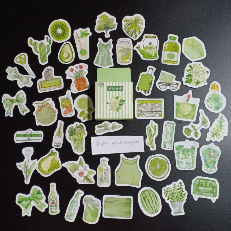 Hộp 50 hình dán Mùa hè xanh lá cây - Sticker | Shopee Việt Nam