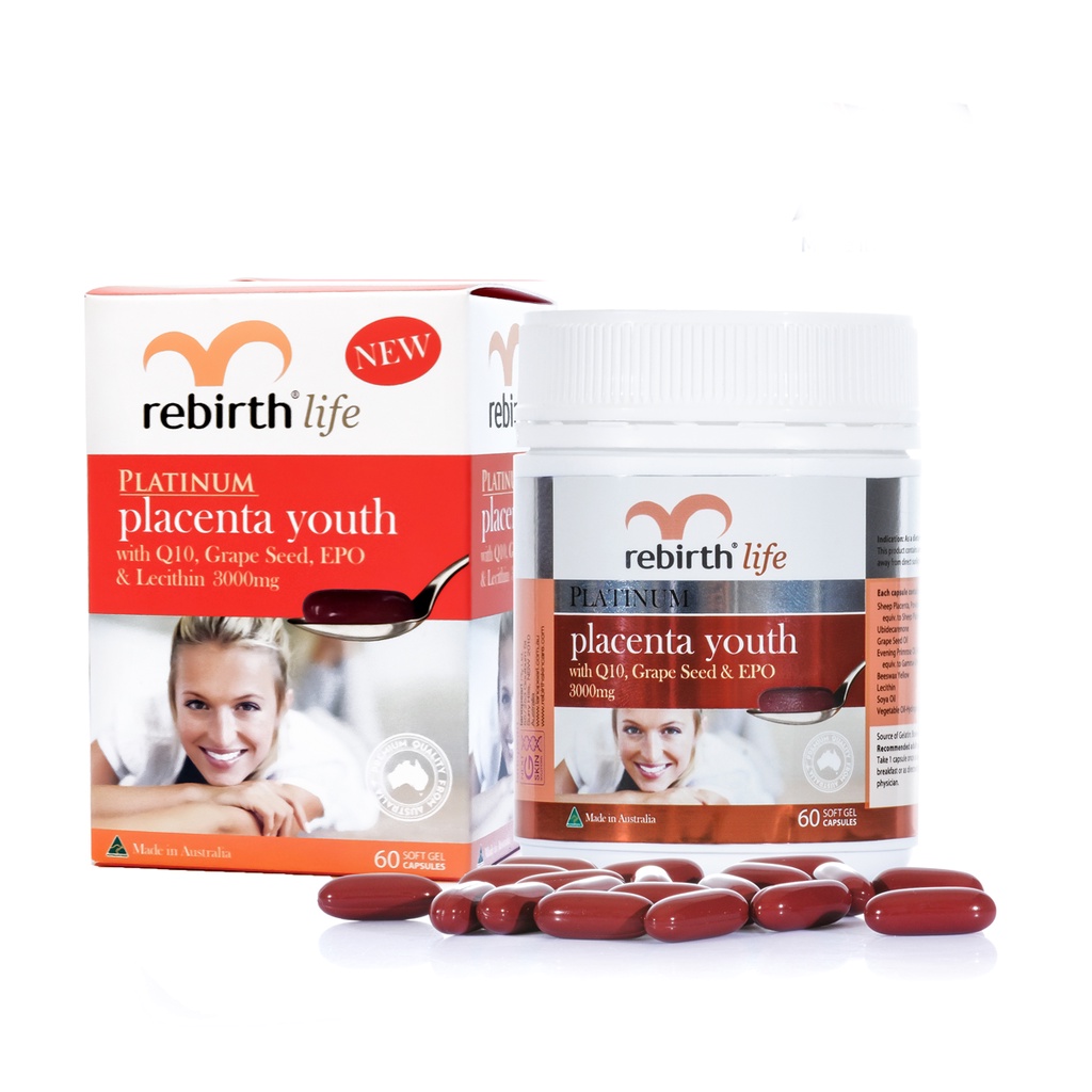 Viên uống Nhau thai cừu Rebirth (Rebirth Life Platinum Placenta Youth ...