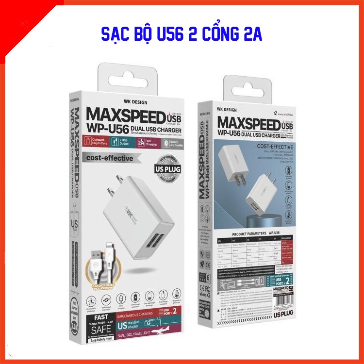 FULL BỘ SẠC HỖ TRỢ SẠC NHANH CỦ SẠC + DÂY MAXSPEED WP-U56 DÀNH CHO MÁY android - TAIYOSHOP3 ...